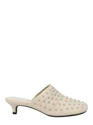 Ash Eloise Studded Mule With Kitten Heel - White