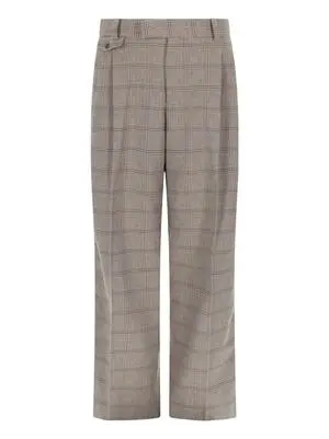 Drole De Monsieur Plaid Relaxed Fit Trousers - Beige