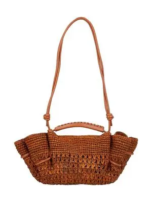 Hereu Arta' Mini Raffia Crochet Bag - Brown