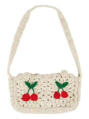 EMILE & IDA Crochet Cherry Bag - Beige