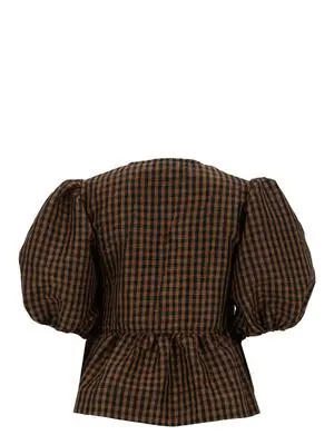 GANNI Peplum Blouse - Brown