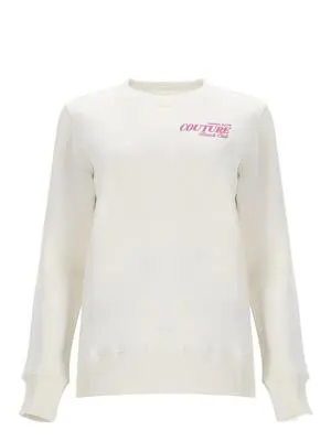 Versace Cotton Sweatshirt With Printed Logo - Ivory