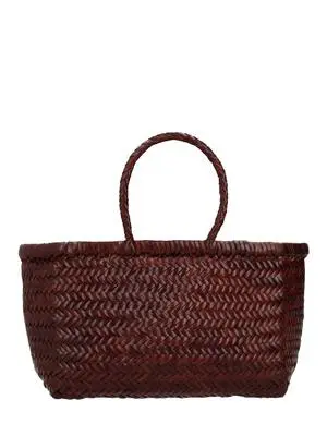 Dragon Diffusion Triple Jump Small Woven Leather Bag - Brown