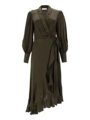 Zimmermann Midi Dress In Silk - Green