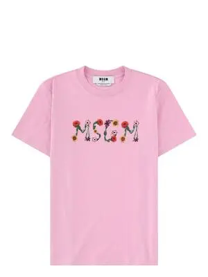 MSGM Floral Logo T-shirt - Pink