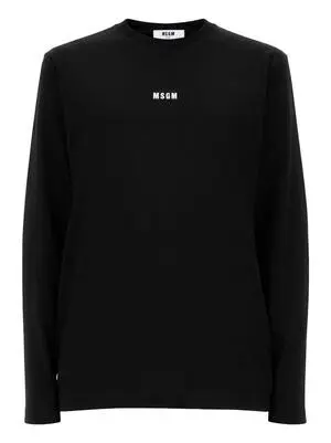 MSGM Logo Detail Cotton T-shirt - Black