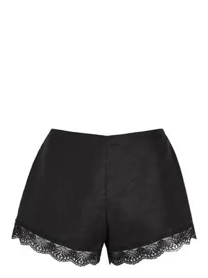 Staud Lace-trimmed Linen Shorts - Black