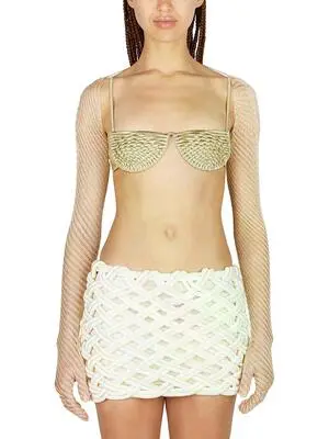 ISA BOULDER Isa Boulder Ecru Woven Sleeve Top