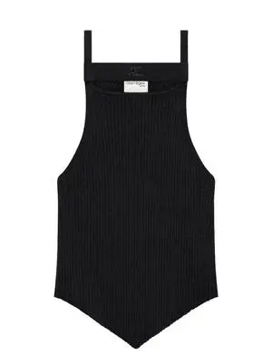 COURREGES Ribbed-knit Chest-strap Tank Top - Black