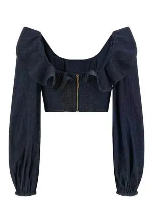 Zimmermann Aster Ruffled Top - Blue