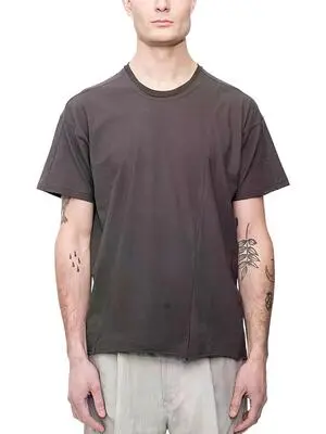 THE VIRIDI-ANNE Raw-edge Short-sleeve T-shirt - Grey