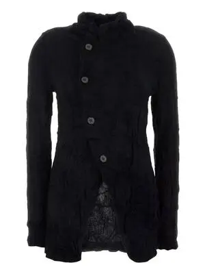 Y’s Crinkled Finish Asymmetric Cardigan - Black