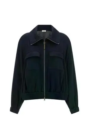 Brunello Cucinelli Monile Embellished Zip-up Sweatshirt - Blue