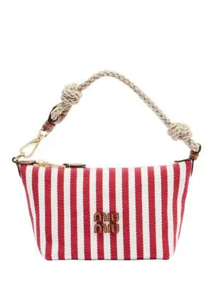 Miu Miu Miu Miu Striped Canvas Top-Handle Bag Red