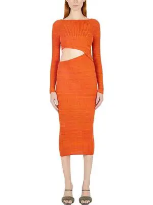 WYNN HAMLYN Origami Cut-out Midi Dress - Orange