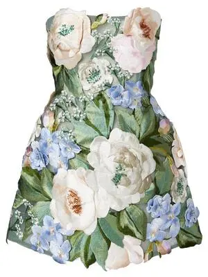 LEO LIN Roselle Floral-appliqué Mini Dress - Multicoloured