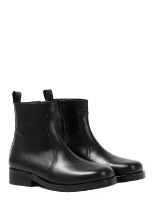 Studio Nicholson Square Leather Ankle Boots - Black