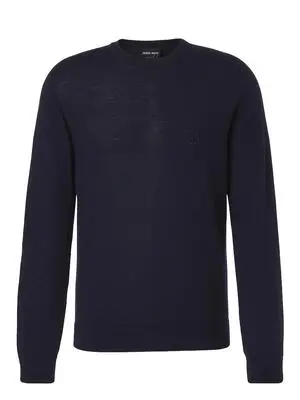 Giorgio Armani Virgin Wool Crewneck Sweater - Blue