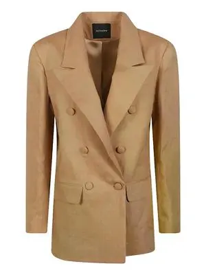 ACTUALEE Double-breasted Linen Jacket - Neutrals