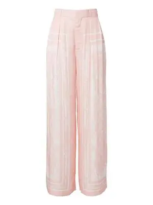 Balmain Printed Satin Palazzo Pants - Pink