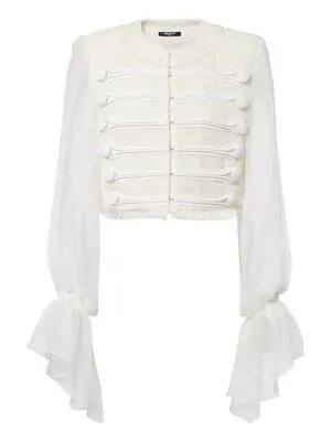 Balmain Silk-trimmed Bouclé Jacket - White