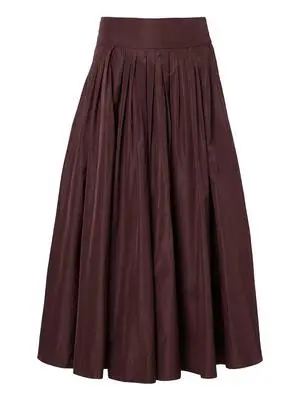 Max Mara S Max Mara Pleated Taffeta Midi Skirt Burgundy