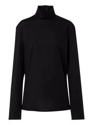 Gucci Cotton-blend Poplin Turtleneck Top - Black