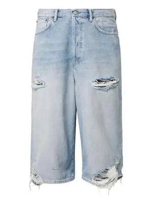 Acne Studios Distressed Denim Bermuda Shorts - Blue