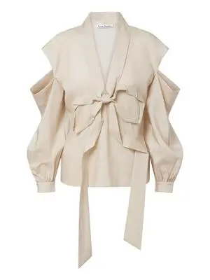 Acne Studios Bow-detail Cutout Blouse - Beige