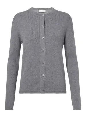 LISA YANG Ribbed-knit Cotton And Cashmere Cardigan - Grey