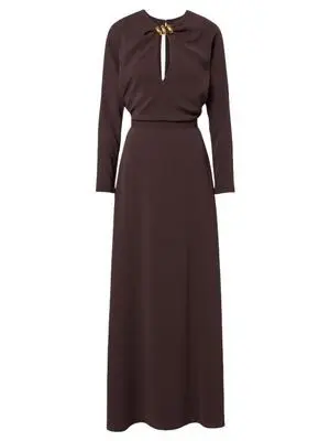 Max Mara Embellished Cady Maxi Dress - Brown