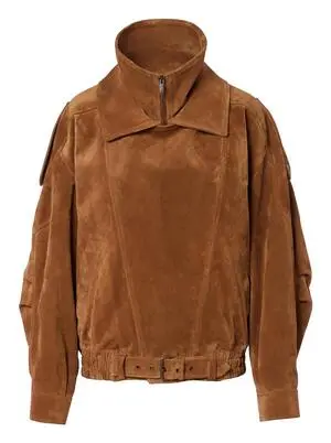 Saint Laurent Suede Belted Jacket - Brown