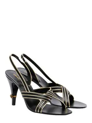 Versace Versace Gianni Leather Slingback Sandals Black