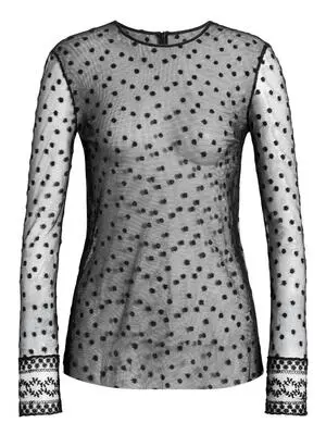 Alberta Ferretti Polka Dot Sheer Mesh Top - Black