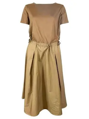 Herno Drawstring Pleated Midi Dress - Brown