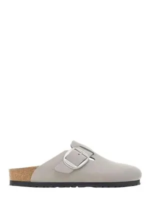BIRKENSTOCK Boston Big Buckle Nubuck Clogs - Stone Coin