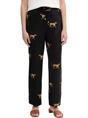 LOLA CASADEMUNT Cheetah Print Drawstring Trousers - Black