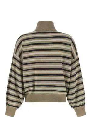 Brunello Cucinelli Striped Lamé-knit Sweater - Neutrals