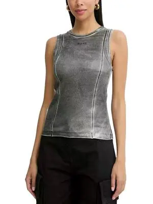 Pinko Ribbed Acid-wash Sleeveless Top - Grey