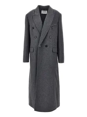 Victoria Beckham Mélange Wool And Cashmere Long Coat - Grey