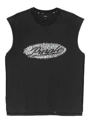 PURPLE BRAND Embellished Script Tank Top - Black