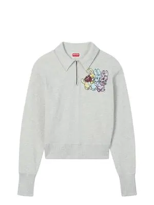 Kenzo Embroidered Half Zip Sweatshirt - Grey