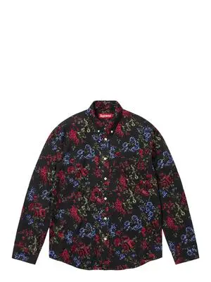 Supreme Floral Print Flannel Shirt - Black