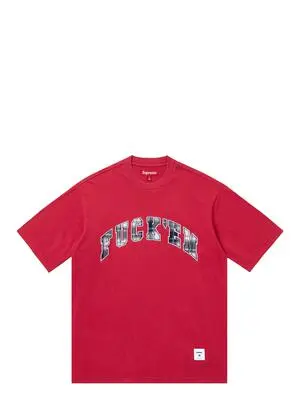 Supreme Fuck Em" Plaid Short Sleeve Top - Red