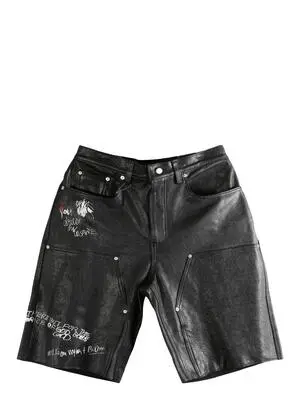 PALY HOLLYWOOD Painted Leather Double Knee Short - Black