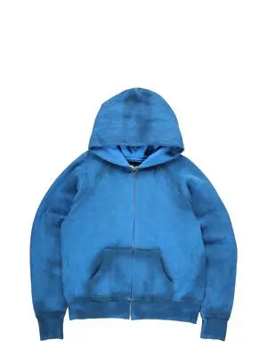 LES TIEN Heavyweight Raglan Zip Hoodie - Blue