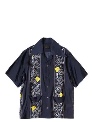 Kapital Silk Rayon Shirt With Printed Panels - Blue