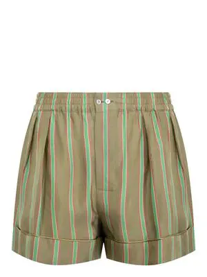 Saint Laurent Striped Pyjama Shorts - Green