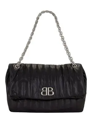 Balenciaga Monaco Quilted Chain Bag - Black