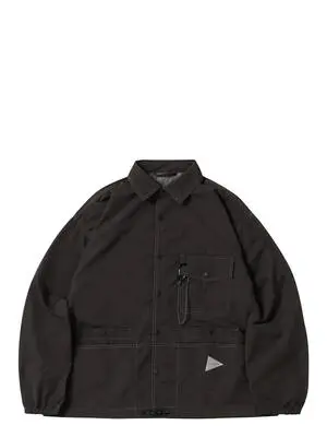 AND WANDER Crinkled Nylon Shirt Jacket - Grey